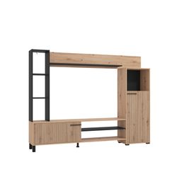 Inosign Wohnwand HOME AFFAIRE, B:207,5cm H:157,5cm T:33cm, braun, Hartfaserplatte, Holzwerkstoff, Kunststoff, Metall, Wohnzimmer, Kastenm&ouml;bel-Sets, "Retimno,