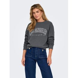 Only Damen Sweatshirt "ONLSWEAT L/S CREW OVERSIZE STATE SWT", grau, Gr. XL, bedruckt, Sweatware, Obermaterial: 60% Baumwolle, 40% Polyester,