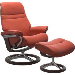 Relaxsessel stressless, B:83cm H:105cm T:74cm, braun, Wohnzimmer, Sessel, "Sunrise", mit Signature Base, Gr&ouml;&szlig;e M, Gestell Wenge, in 2 Lederqualit&auml;ten