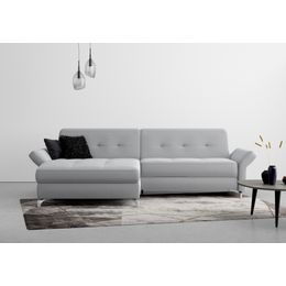 Ecksofa Home Affaire, B:284cm H:89cm T:179cm, grau, 100% Polyester, Wohnzimmer, Sofas, "Maredo L-Form", Federkern, wahlweise auch mit Kopfteil- und