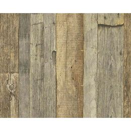 Livingwalls LIVING WALLS Vliestapete "Best of Wood`n Stone 2nd Edition", B/L: 0,53m x 10,05m, grau, Wohnzimmer, Tapeten, Tapete Holzoptik matt leicht