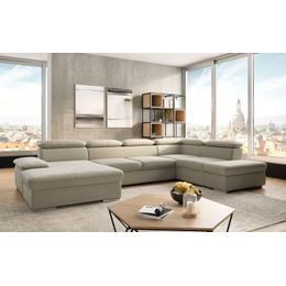 Sit & More Wohnlandschaft SIT & MORE, B:349cm H:73cm T:226cm, beige, 100% Polyester, Sofas, "Valantine U-Form, B: 349 cm", mit Arm- & Kopfteilverstellung,