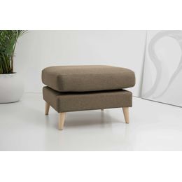 Polsterhocker Home Affaire, B:70cm H:47cm T:70cm, braun, 100% Polyester, Hocker, "MARSEILLE", Massivholzbeine Eiche, Landhausstil, Wellenunterfederung