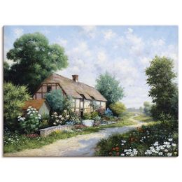 Leinwandbild Artland, B:80cm H:60cm, gr&uuml;n, Leinwand, Wohnzimmer, Bilder, "Das Landhaus", auf Holzrahmen gespannt