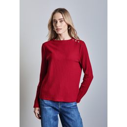 Street One Damen Langarmshirt, rot, Gr. 44, unifarben, Web, 57% Baumwolle, 38% Polyester, 5% Elasthan, Shirts, im soften Baumwoll-Mix