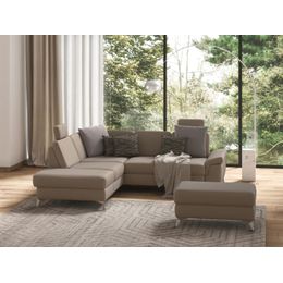 Sit & More Ecksofa SIT & MORE, B:276cm H:89cm T:228cm, beige, Wohnzimmer, Sofas, "Padua L-Form", inklusive Sitztiefenverstellung, Armteilfunktion und Federkern