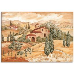Leinwandbild Artland, B:100cm H:70cm, beige, Wohnzimmer, Bilder, "Landschaft IV", auf Holzrahmen gespannt