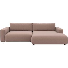Ecksofa Musterring, B:296cm H:81cm T:190cm, braun, Flachgewebe VALMONT (60% Baumwolle/40% Leinen);Leder PURO, pigmentiertes Leder;Microfaser CRONA
