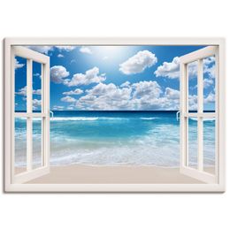 Wandbild Artland, B:70cm H:50cm, wei&szlig;, Leinwand, Wohnzimmer, Bilder, "Fensterblick Gro&szlig;artige Strandlandschaft", als Leinwandbild, Poster in