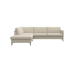 Ecksofa FLEXLUX, B:266cm H:85cm T:225cm, wei&szlig;, 100% Polyester, Wohnzimmer, Sofas, "Fiore, L-Form", schmale Armlehnen, Kaltschaum, F&uuml;&szlig;e Alu+schwarz
