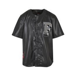 Fubu Herren Kurzarmshirt "Fubu Herren College Leather Baseball Jersey"schwarz, lightblau, Gr. S, bedruckt, 100% Polyurethan, Shirts