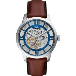 Fossil Herren Automatikuhr "TOWNSMAN", transparent, Armbanduhren, Armbanduhr, Herrenuhr, Mechanische Uhr, Lederarmband, analog