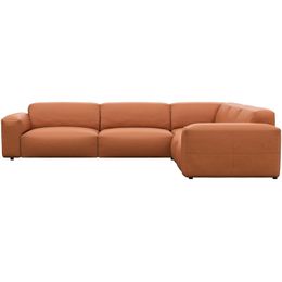 Ecksofa FLEXLUX, B:319cm H:73cm T:285cm, braun, 100% Echteder, Wohnzimmer, Sofas, "Lucera, super bequem durch hochwertigen Sitzaufbau mit