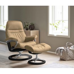 Fu&szlig;hocker stressless, B:57cm H:42cm T:40cm, beige, Leder BATICK: BATICK ist ein leicht korrigiertes, durchgef&auml;rbtes und genarbtes M&ouml;belleder, bei dem