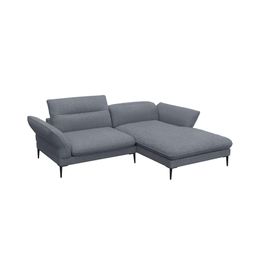 Ecksofa FLEXLUX, B:245cm H:88cm T:182cm, blau, 62% Polyester, 17% Cotton, 14% Viscose, 7% Linen, Wohnzimmer, Sofas, "Salino, Funktionssofa mit
