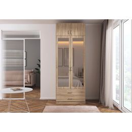 Kleiderschrank Rauch, B:91cm H:248cm T:54cm, braun, Holzwerkstoff, Kinderzimmer, Schr&auml;nke, "Schrank Garderobe W&auml;scheschrank GAMMA in 4 Breiten 91-226