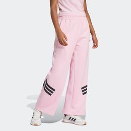 Damen Sporthose "FUTURE ICONS 3-STREIFEN OPEN-HEM", pink, Gr. XL, adidas Sportswear, Obermaterial: 67% Polyester, 33% Baumwolle, Hosen