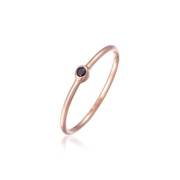 Elli DIAMONDS Damen Diamantring "Diamant Schwarz Brillantschliff (0.03 ct) 750 Rosegold", 54mm, 0,01 P1 = bei 10-facher Vergr&ouml;&szlig;erung erkennbare