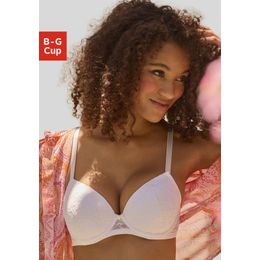 Vivance Damen Push-up-BH, Gr. 70, wei&szlig;, Spitze, Obermaterial: 67% Polyamid, 22% Polyester, 11% Elasthan, BHs, mit B&uuml;gel aus zarter Spitze in blumiger