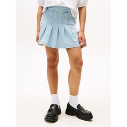 Tommy Hilfiger M&auml;dchen Jeansrock "DENIM PLEATED SKIRT"drapeylight, Gr. 7, unifarben, Web, Obermaterial: 98% Baumwolle, 2% Elasthan, R&ouml;cke, f&uuml;r Kinder