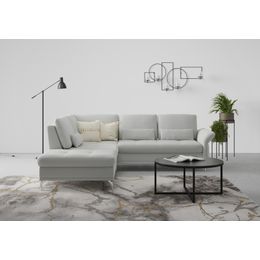 Ecksofa Home Affaire, B:259cm H:89cm T:224cm, grau, 100%Polyester, Wohnzimmer, Sofas, "Palm Beach L-Form", Federkern, mit Sitztiefenverstellung,