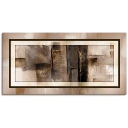 Wandbild Artland, B:150cm H:75cm, gold, Wohnzimmer, Bilder, "Quadrate - abstrakt 1", als Alubild, Leinwandbild in verschied. Gr&ouml;&szlig;en