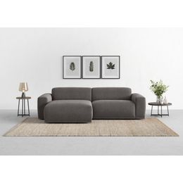 Ecksofa Trendmanufaktur, B:255cm H:72cm T:160cm, grau, 100% Polyester, Wohnzimmer, Sofas, "Braga, mit hochwertigem Kaltschaum, L-Form, in Cord