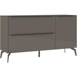 Lowboard, B:137cm H:78cm T:42cm, grau, SET ONE BY Musterring, Glas, Holzwerkstoff, Wohnzimmer, Sideboards, "Reno", Mit Winkelfu&szlig; in diversen Farben,