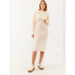 Bianco Lucci Set: Kleid und Pullover Damen Gr&ouml;&szlig;e S/L ecru
