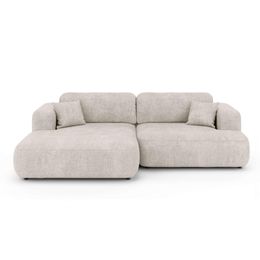 Ecksofa OTTO HOME "VEEVIA L-Form, Schlafsofa, Verl&auml;ssliche Qualit&auml;t, Breite 256cm", creme, B:256cm H:76cm T:161cm, 100% Polyester, Sofas, Ecksofa, mit Bettkasten, belastbar bis 480kg, inklusive R&uuml;cken- und Zierkissen