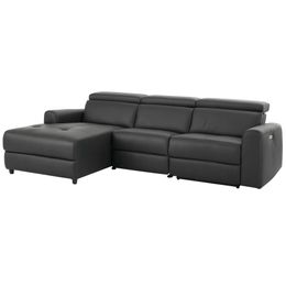 Ecksofa Home Affaire, B:275cm H:82cm T:164cm, grau, NaturLEDER/Kunstleder (Das Leder hat eine Dicke von 0, 9-1, 0 mm);Kunstleder;Webstoff (95%