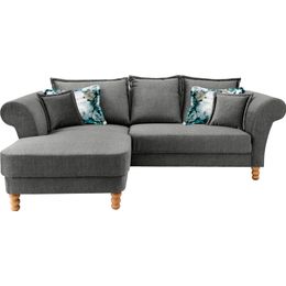 Ecksofa Home Affaire, B:262cm H:95cm T:198cm, schwarz, 100% Polyester, Wohnzimmer, Sofas, "Tassilo Mega Polsterecke mit Kaltschaum im Sitz, bequem,