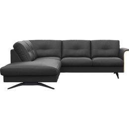 Ecksofa FLEXLUX, B:236cm H:81cm T:224cm, schwarz, 100% Echteder, Wohnzimmer, Sofas, "Glow, super bequem durch hochwertigem Sitzaufbau mit Federkern,