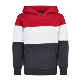 Urban Classics Herren Kapuzenpullover "Urban Classics Herren Boys 3-Tone Hoody"firerot, wei&szlig;, navy, Gr. 110, mehrfarbig, 65% Baumwolle, 35%
