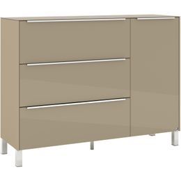 Sideboard, B:137cm H:106cm T:42cm, beige, SET ONE BY Musterring, Glas, Holzwerkstoff, Wohnzimmer, Sideboards, "Reno", Mit Vierkantfu&szlig; in diversen