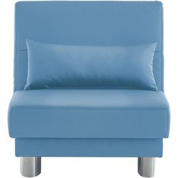 Schlafsofa Home Affaire, B:80cm H:86cm T:195cm, blau, 100% PU, Jugendzimmer, Sofas, "Gina", mit einem Handgriff vom Sofa zum Bett