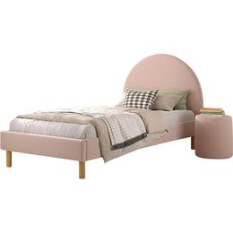 Schlafzimmer-Set Vipack, B:97cm H:107cm T:212cm, rosa, Polyester, Schlafzimmerm&ouml;bel-Sets, "Polsterbett Moon", LF 90x200 cm, inkl. Lattenrost, Boucl&eacute;