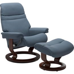 Fu&szlig;hocker stressless, B:57cm H:39cm T:40cm, blau, Leder BATICK: BATICK ist ein leicht korrigiertes, durchgef&auml;rbtes und genarbtes M&ouml;belleder, bei dem
