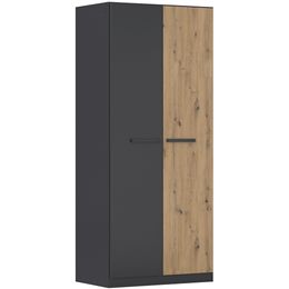 Dreht&uuml;renschrank Rauch, B:91cm H:210cm T:54cm, grau, Holzwerkstoff, Schr&auml;nke, "Kleiderschrank Schrank Garderobe Garderobenschrank Stauraumwunder