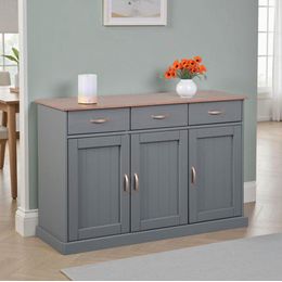 Kommode Inter Link, B:131cm H:86cm T:45cm, grau, Wohnzimmer, Sideboards, "Luzerna Kiefer Massivholz, FSC, Sideboard, Stauraumm&ouml;bel", Buffetschrank,