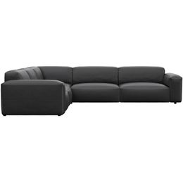 Ecksofa FLEXLUX, B:319cm H:73cm T:285cm, schwarz, 100% Echteder, Wohnzimmer, Sofas, "Lucera, super bequem durch hochwertigen Sitzaufbau mit
