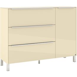Sideboard, B:137cm H:106cm T:42cm, beige, SET ONE BY Musterring, Glas, Holzwerkstoff, Wohnzimmer, Sideboards, "Reno", Mit Vierkantfu&szlig; in diversen
