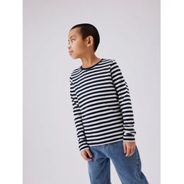 name it Jungen Langarmshirt "NKMSALMO NREG LS TOP NOOS", blau, Gr. 116, geringelt, gestreift, Jersey, Obermaterial: 100% Baumwolle, Shirts, im tollen