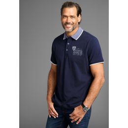 MAN'S WORLD MAN'S WORLD Herren Poloshirt, blau, Gr. S, meliert, Piqu&eacute;, Obermaterial: 100% Baumwolle, Shirts, mit Brustprint, meliertes Material