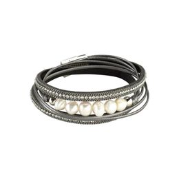 J. JAYZ Wickelarmband Damen Gr&ouml;&szlig;e One Size grau / silber / perlwei&szlig;
