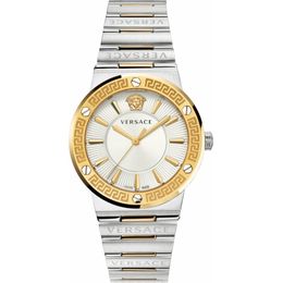 Versace Uhr 'Greca Logo' Damen Gr&ouml;&szlig;e One Size gold / silber / perlwei&szlig;