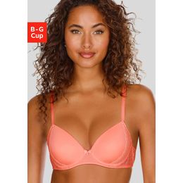 Lascana Damen Schalen-BH "Tiziana", Gr. 65, orange, Microtouch, Obermaterial: 71% Polyamid, 16% Polyester, 13% Elasthan, BHs, mit dekorativer Spitze,