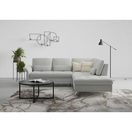 Ecksofa Home Affaire, B:263cm H:89cm T:224cm, grau, 100%Polyester, Wohnzimmer, Sofas, "Palm Beach L-Form", Federkern, mit Sitztiefenverstellung,