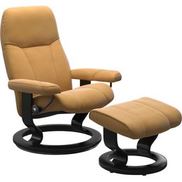 Relaxsessel stressless, B:85cm H:100cm T:77cm, gelb, Wohnzimmer, Sessel, "Consul", mit Classic Base, Gr&ouml;&szlig;e L, Gestell Schwarz