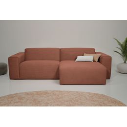Ecksofa OTTO HOME, B:228cm H:88cm T:159cm, rosa, 100% Polyester, Wohnzimmer, Sofas, "Koa, 228 cm, L-Form, Modulsofa in Cord, Chenille, Struktur,